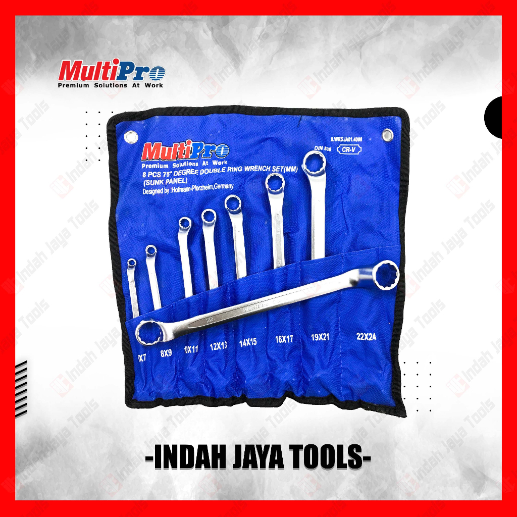 Jual MULTIPRO Kunci Ring Set 8 Pcs 6 - 24 mm 45 Derajat OffSet Ring Wrench | Shopee Indonesia