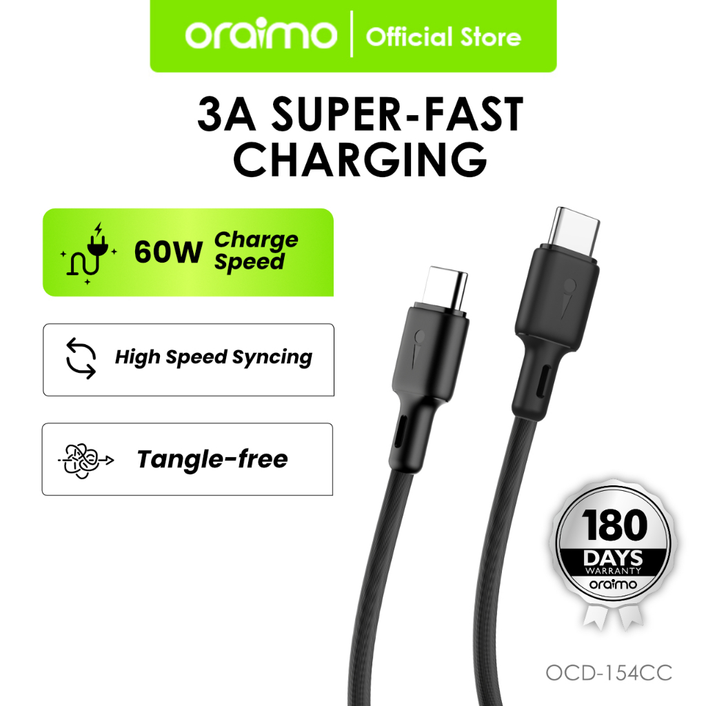Jual Oraimo Data Cable Type-C FastLine 2 Kabel Fast Charging 5V 3A 60W ...