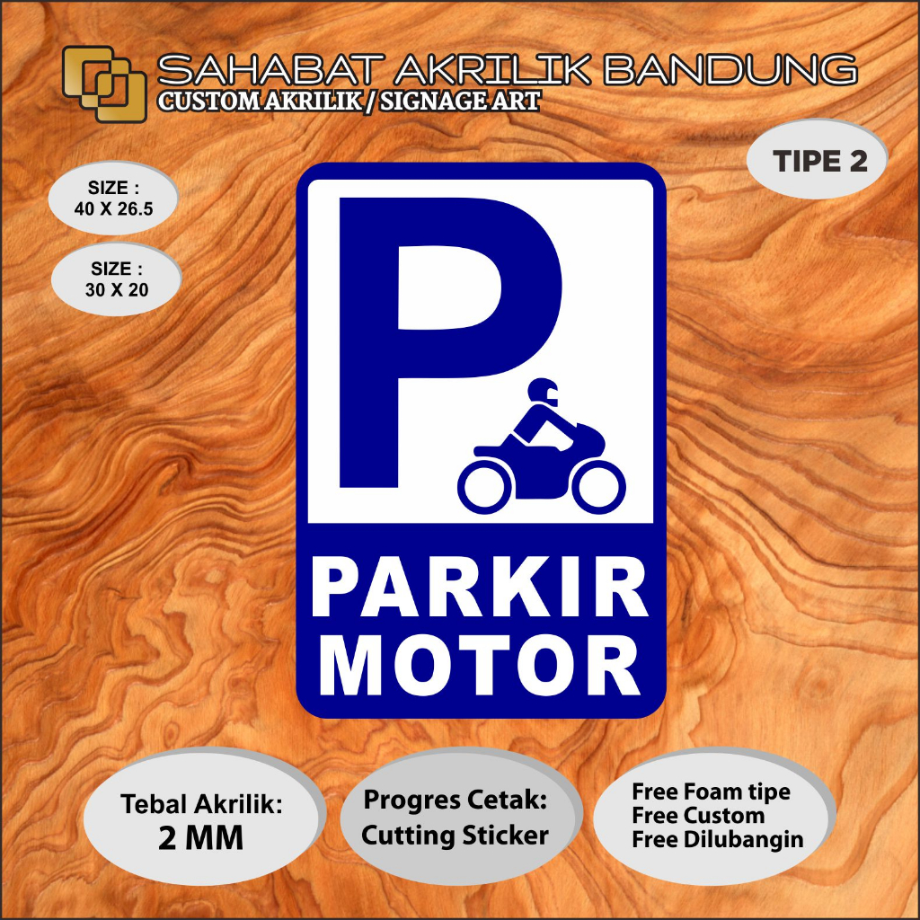 Jual AKRILIK SIGN PARKIR MOTOR TIPE 2 | Shopee Indonesia