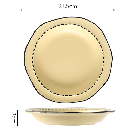 Jual Aesthetic Pastel Rice Bowl Soup Bowl Plate Saucer In Stripe ...