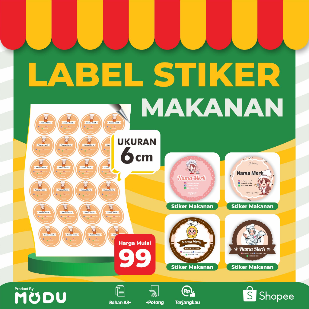 Jual STIKER LABEL 6CM UNTUK MAKANAN/BOX CATERING/CAKE CUSTOM | Shopee ...