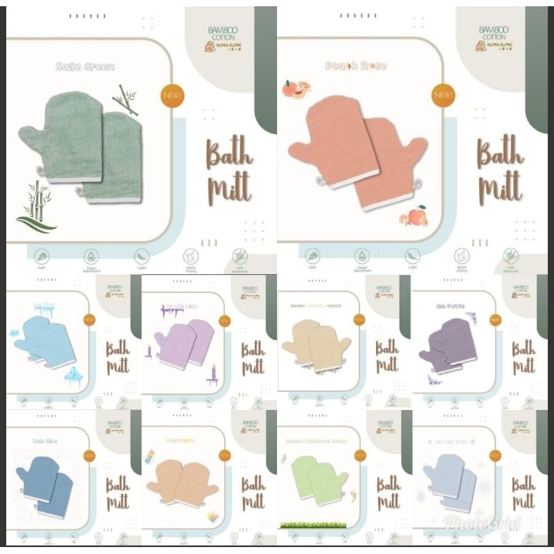 Jual Kuma Kuma Bath Mitt Bamboo Cotton / Wash Lap Bayi Premium Cotton ...