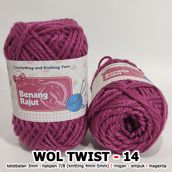 Jual BENANG RAJUT WOL TWIST 14 MAGENTA | Shopee Indonesia