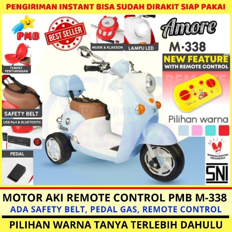 Jual Mainan Anak Sepeda Motor Aki PMB M 338 Scoopy PMB M-338 Amore PMB 338 | Shopee Indonesia