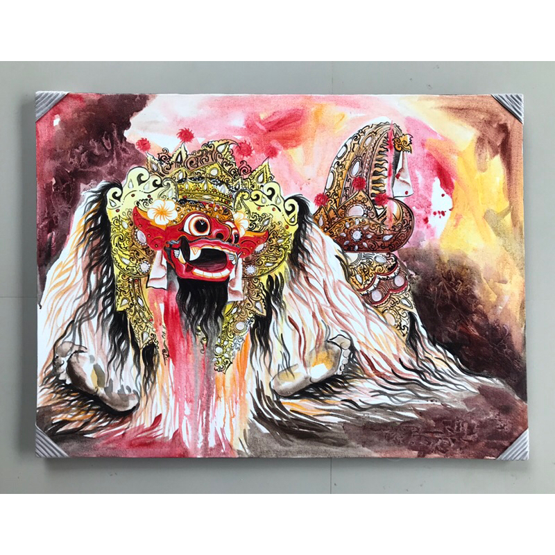 Jual Lukisan Barong Bali, Lukisan Kanvas, Hiasan Dinding Ukuran 60 x 80 cm 100% Buatan Tangan ...