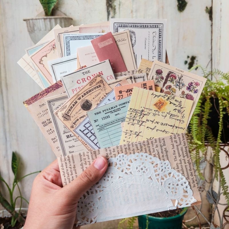 Jual 50pcs Printilan Label Vintage Journal Kit Hiasan Scrapbook ...