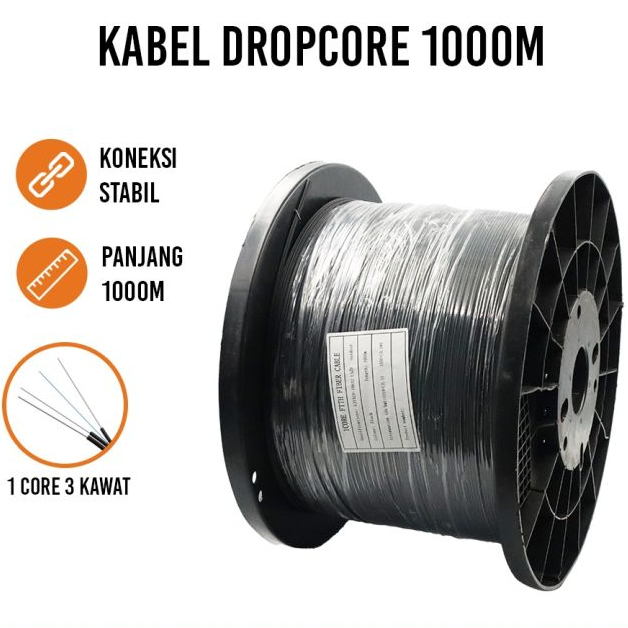 Jual Kabel FO Dropcore 1 Core Fiber Optic Drop Wire Cable 1000 Meter 3 ...