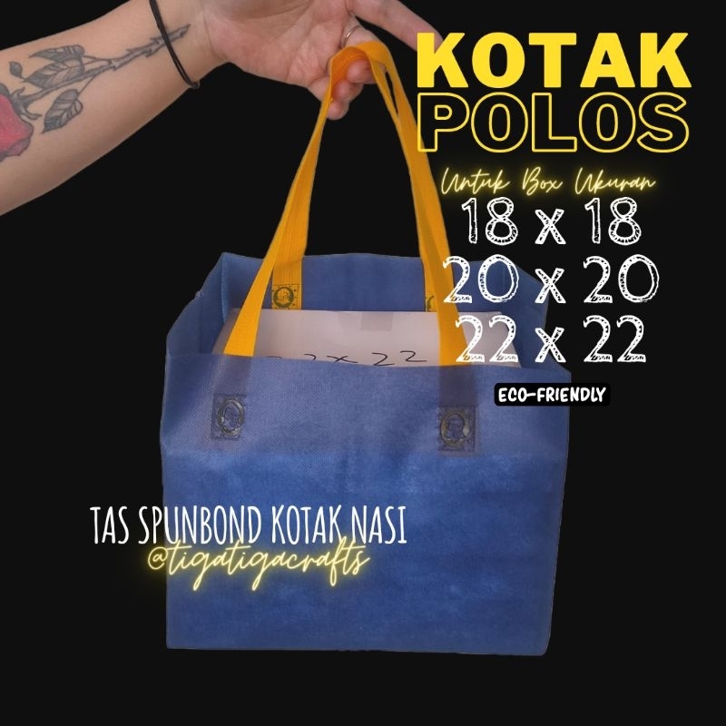 Jual POLOS LUSINAN tas spunbond kotak nasi murah tas kain nasi kotak tas spunbond box 22x22 ...