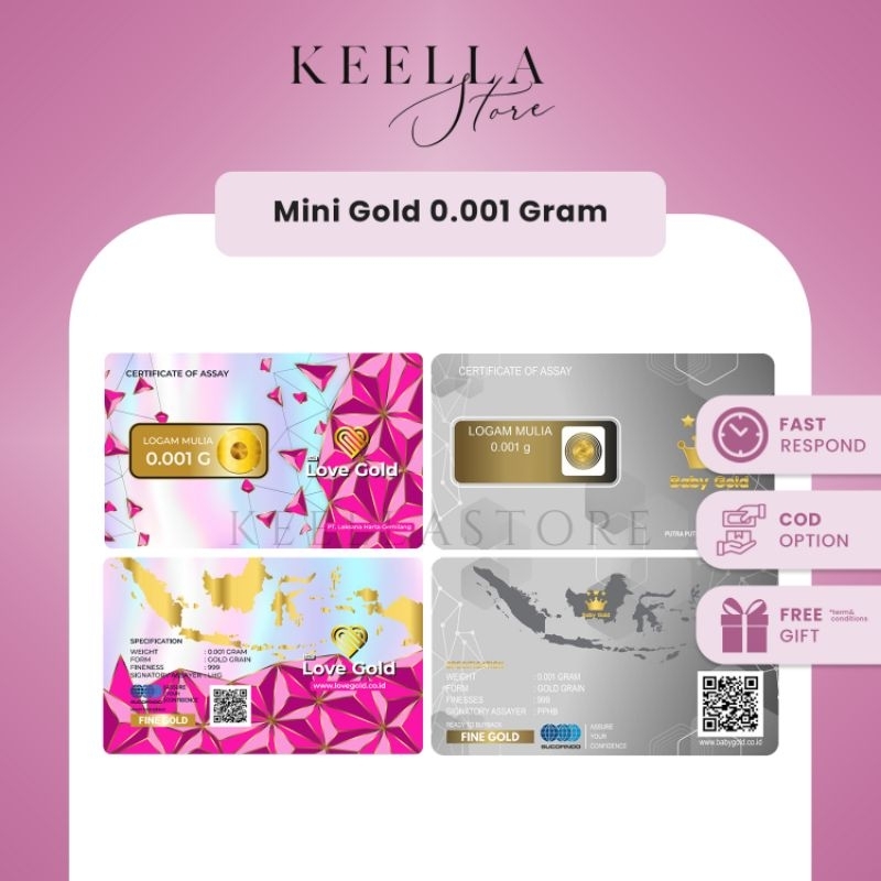 Jual Babygold baby gold Lovegold emas 0.001gr mini 24 karat Logam mulia ...