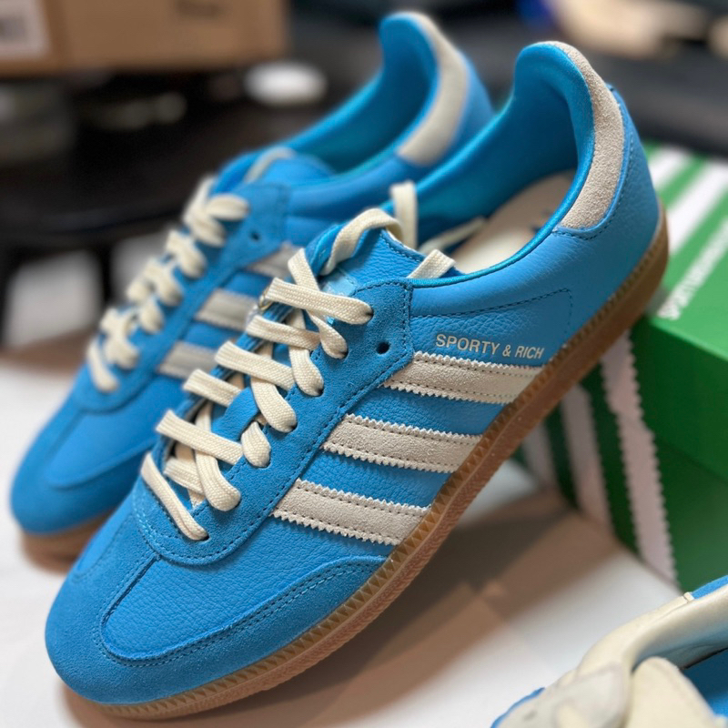 Jual Adidas Samba OG Sporty and Rich Blue Grey 100% Authentic | Shopee ...