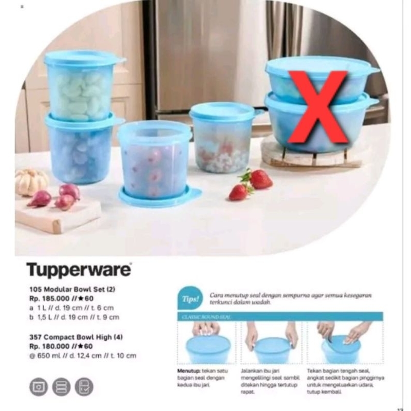 Jual Tupperware Compact Bowl High 650 ml (2 Pcs) // Mangkok Wadah ...