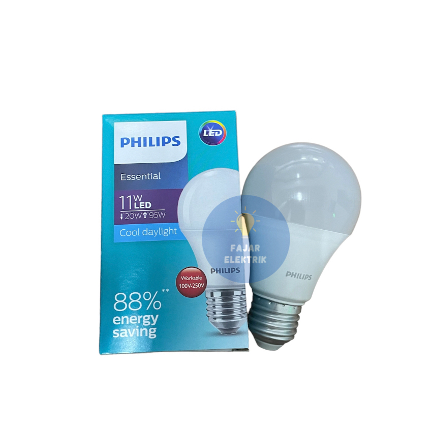 Jual PHILIPS ESSENTIAL LED BULB 11 WATT E 27 6500K PUTIH | Shopee Indonesia