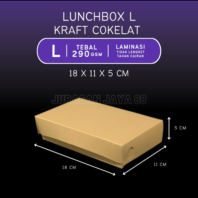 Jual Paper Lunch Box Kotak Makan Ukuran 18x11x5 cm (Lunchbox L / Large ...