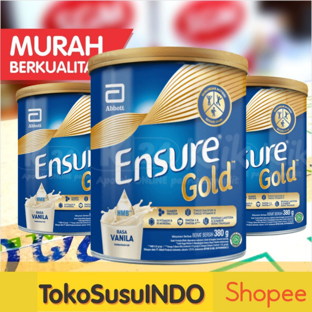 Jual Ensure Gold Vanila 380 gram dengan HMB - Kemasan Baru | Shopee Indonesia