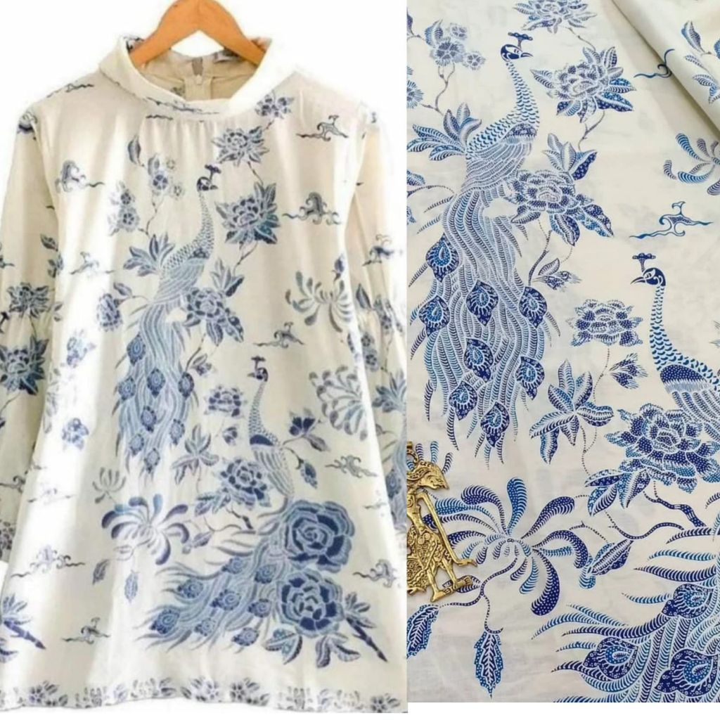 Jual Kain Batik SOLO motif burung phoenix warna dasar putih tulang ...