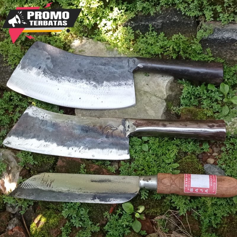 Jual 3 pcs paket pisau daging baja tebal-pisau daging tulang hewan ...