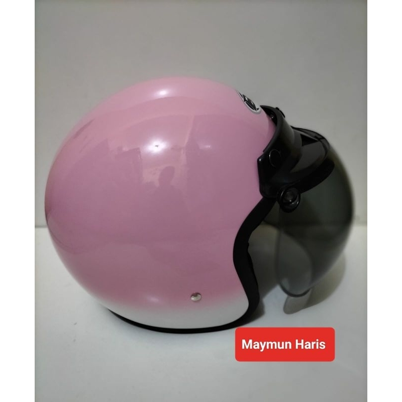 Jual helm bogo retro Bgs glossy gradasi Pink putih dewasa | Shopee ...