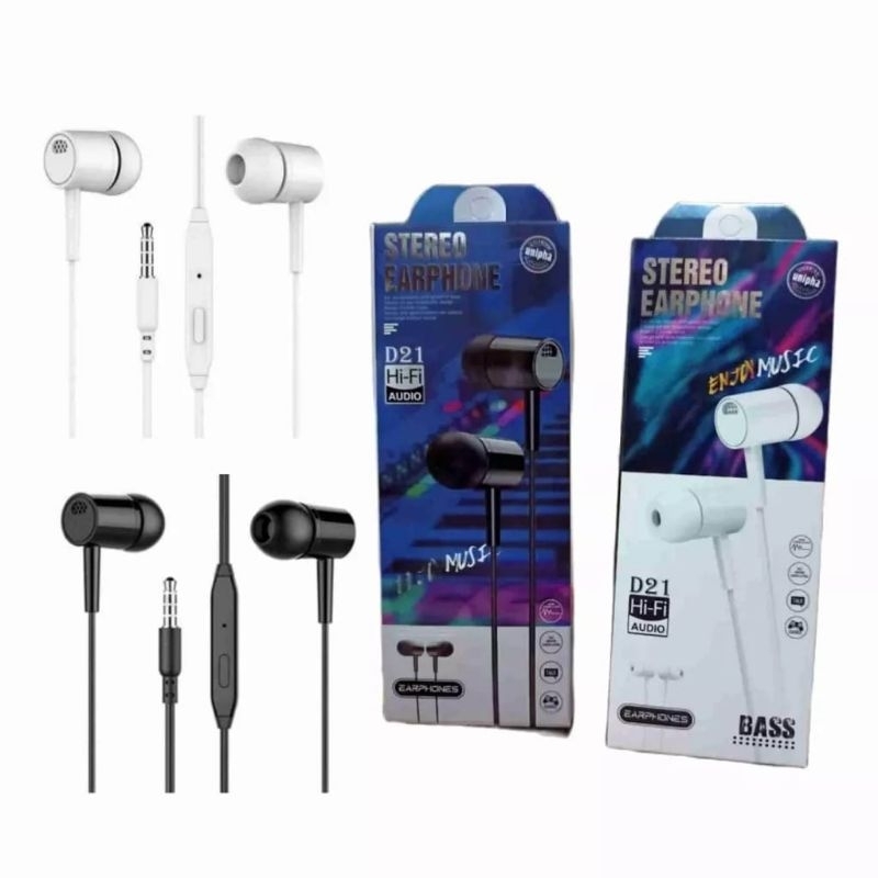 Jual HF/HEADSET EXTRA BASS EARPHONE D21 | Shopee Indonesia