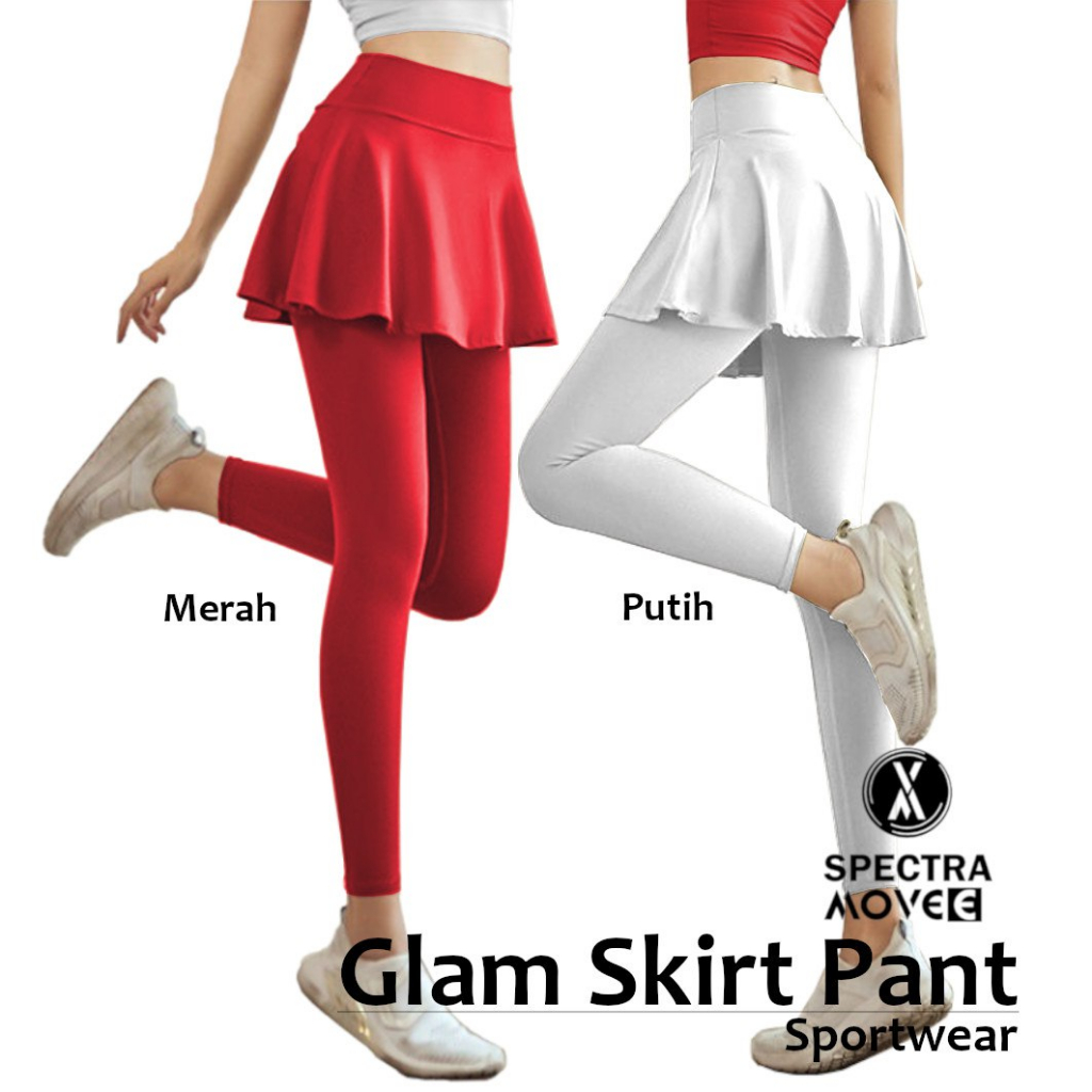 Jual Legging Rok merah putih GLAM skirt pant celana rok legging senam ...