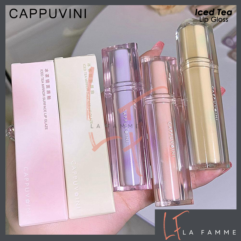 Jual CAPPUVINI Iced Tea Lip Gloss Mirror Lipstick Smooth Luminous Jelly Lipstik Lip Cream CP88 ...