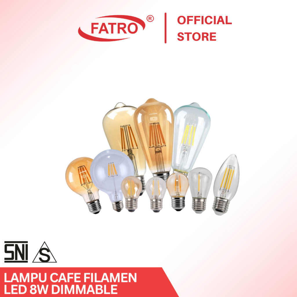Jual FATRO LAMPU CAFE FILAMEN LED 8W DIMMABLE / LAMPU EDISON FILAMEN ...