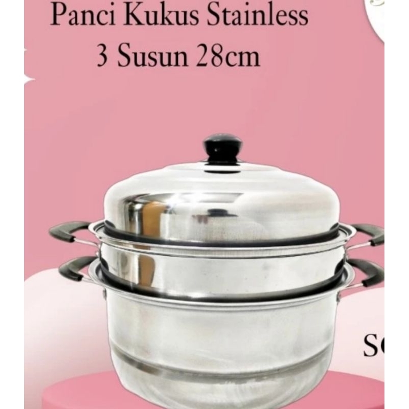 Jual Panci Kukus Set 3 Susun Bahan Stainless Dandang Kukusan Serbaguna ...