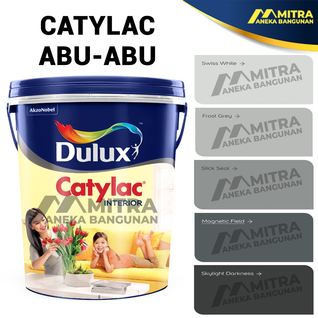 Jual CAT TEMBOK DULUX CATYLAC INTERIOR 5 KG / ABU GREY | Shopee Indonesia