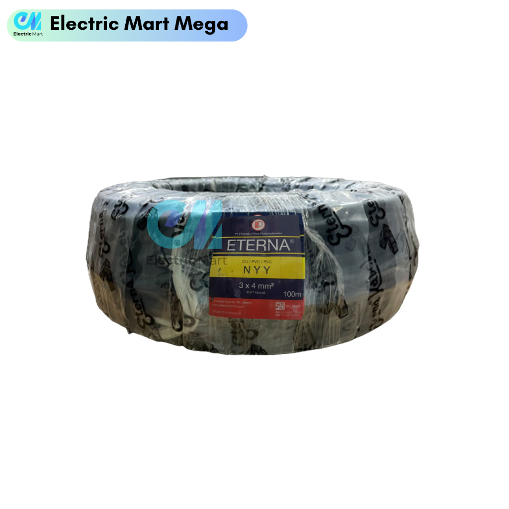 Jual Kabel Eterna NYY 3x4 Roll 100 Meter Kabel Listrik Hitam 3 Tembaga ...