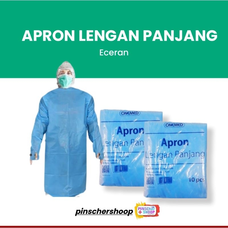 Jual Apron Lengan Panjang Plastik Celemek Panjang Biru Onemed / Satuan ...