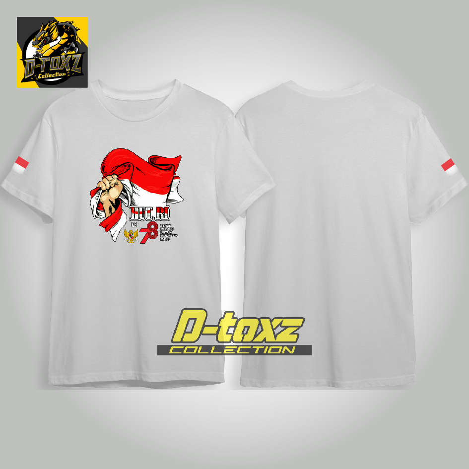 Jual Kaos HUT RI 78 Tangan Genggam Bendera Merah Putih Kaos Merah Lengan Pendek Kode DTX010 ...