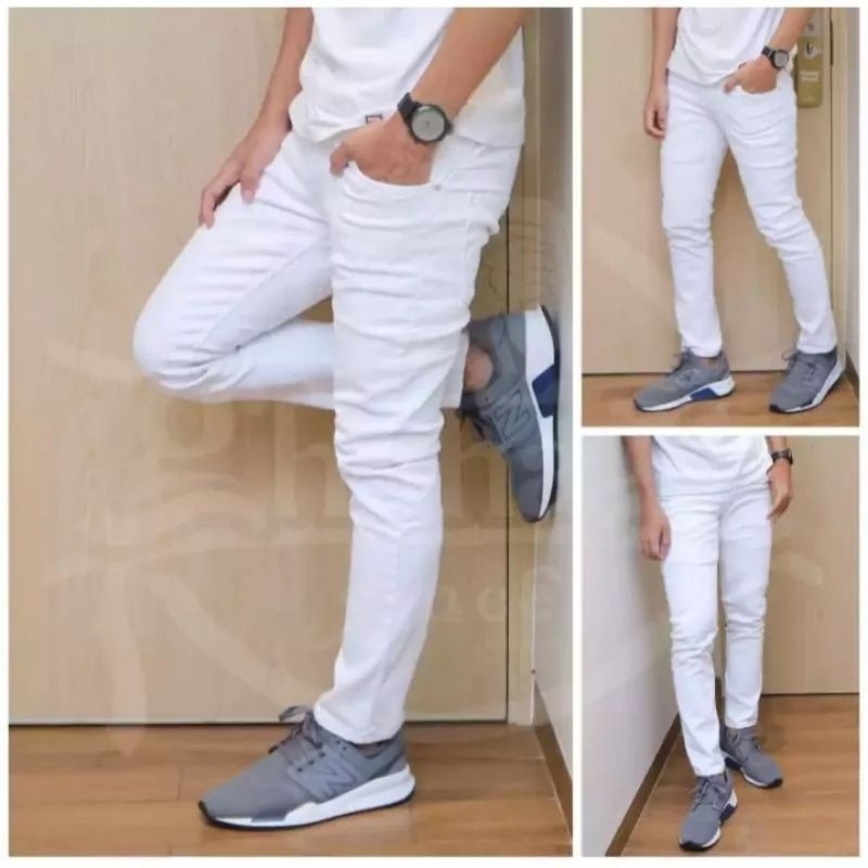 Jual Celana Jeans Denim Pria Putih bersih / Celana panjang Jeans pria ...