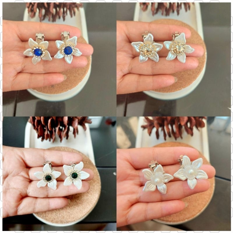 Jual Anting Klip Hijab Kekinian Per Set//Anting Hijab Mutiara//Anting ...