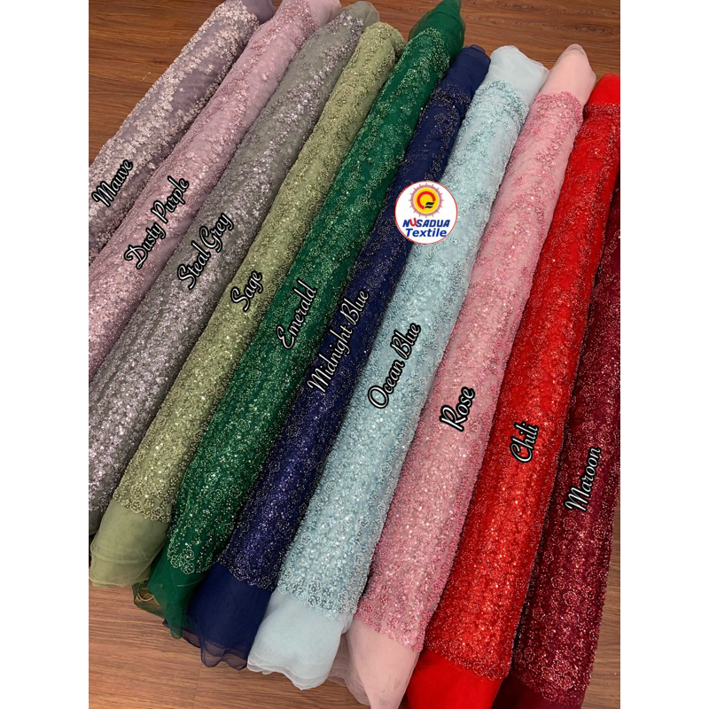 Jual 1/2 METER KAIN JACOB LACE // LACE FULL PAYET // KAIN KEBAYA PAYET ...