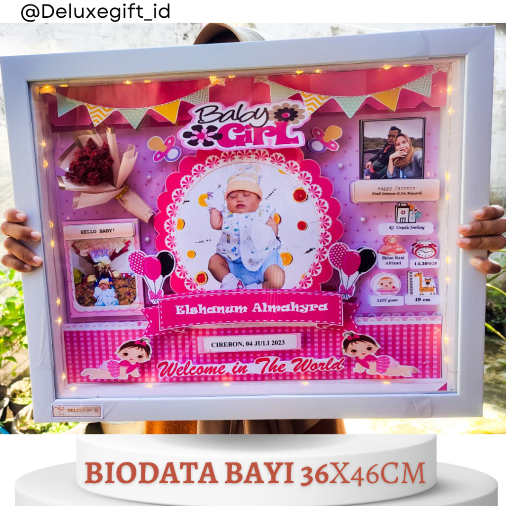 Jual KADO BAYI/ BIODATA BAYI / FRAME SUPER BIG SIZE (46 x 56 Cm) / 3D ...