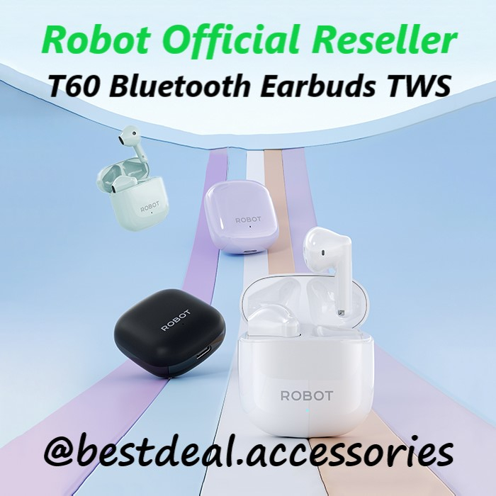 Jual Robot Airbuds T60 TWS Earphone Earbuds Airbuds - New T10 T20 T30 T50 Olike EJ1 | Shopee ...