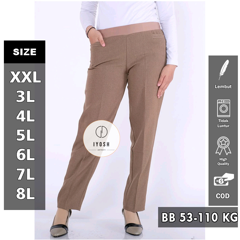 Jual CELANA KERJA WANITA PINGGANG KARET XXL 3L 4L 5L 6L 7L 8L | Shopee Indonesia