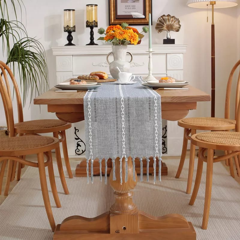 Jual Tassel Table Runner / Taplak Meja Makan Tamu Rajut Simple Macrame ...