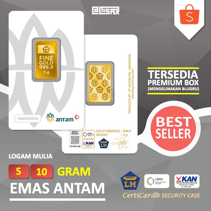 Jual LM Logam Mulia Emas Antam 5 gr 10 gr gram Press Certieye Asli ...