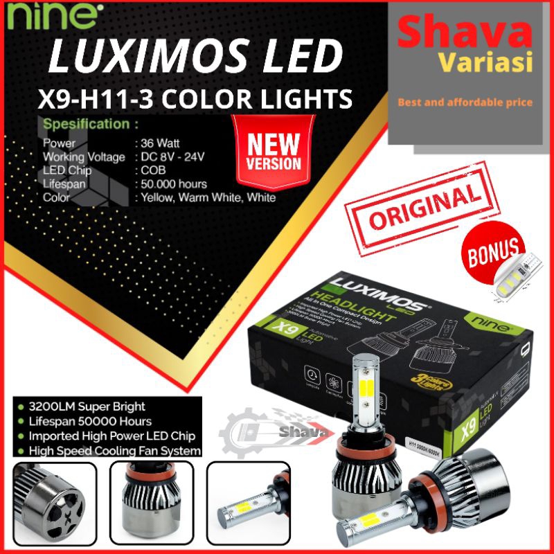 Jual Lampu LED FOGLAMP MOBIL X9 H11 LUXIMOS 3 WARNA ( PUTIH,KUNING,WARM WHITE ) | Shopee Indonesia