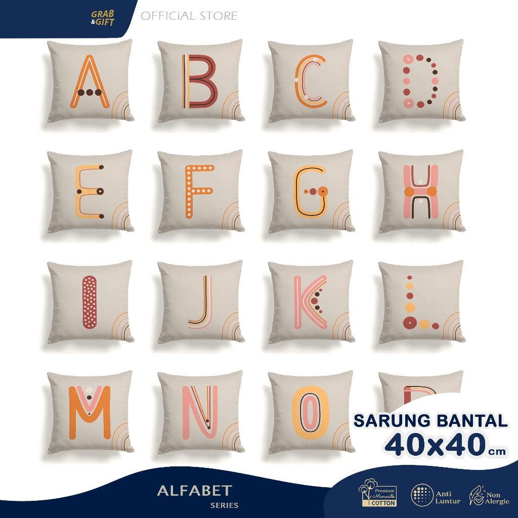 Jual SARUNG Bantal Sofa Print Motif Alphabet Boho 40x40 cm Huruf Aesthetic Pillow Cover Cushion ...