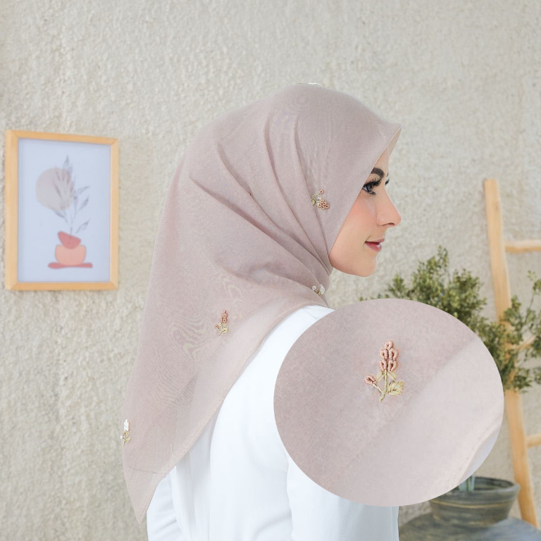 Jual Jilbab Paris Segi Empat Sulam Polos Kerudung Ori Remaja Hijab ...