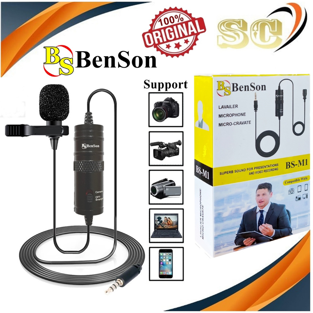 Jual Mic BenSon BS M1 Lavalier Microphone / Baterai Cadangan Untuk Boya ...