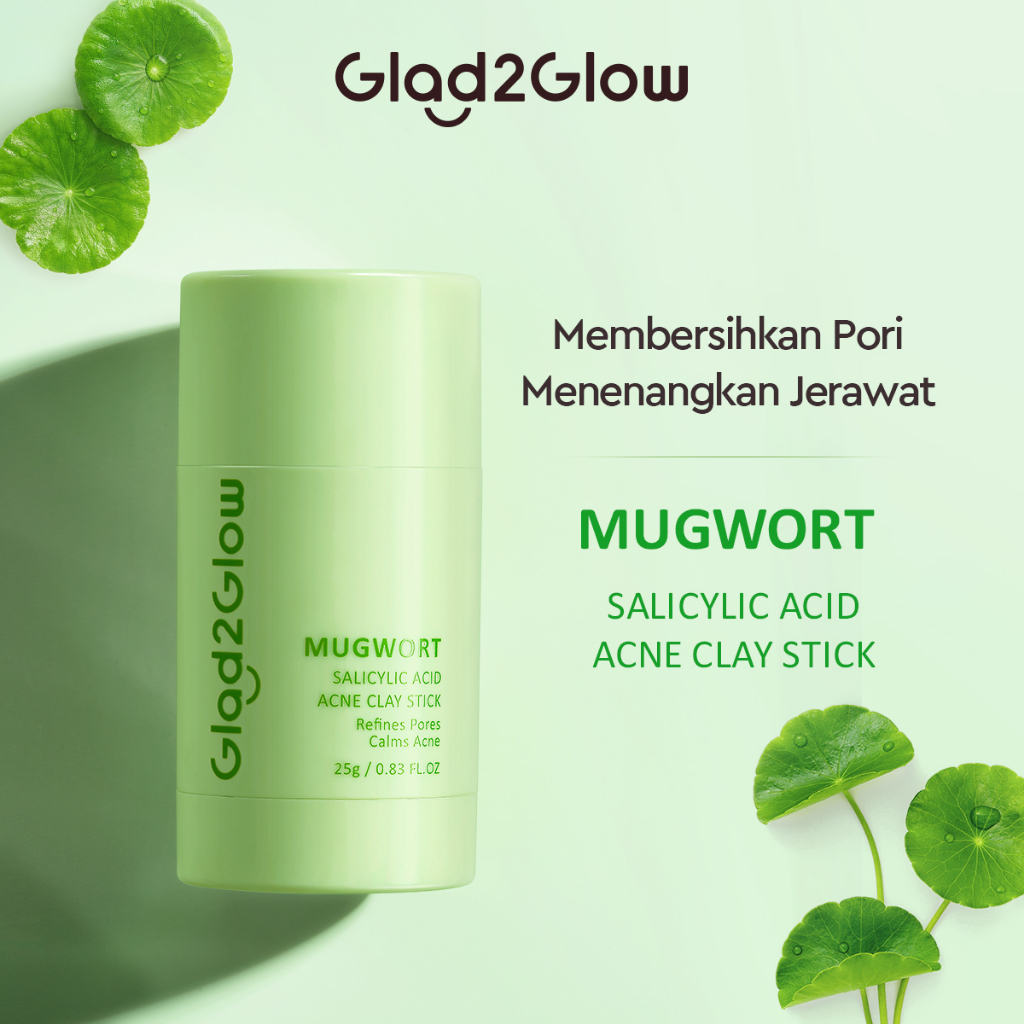 Jual Glad2Glow Real Mugwort Clay Mask Stick Salicylic Acid Anti Pores&Acne Jerawat Komedo ...