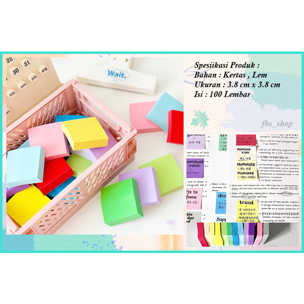 Jual 100 Lembar Sticky Note Mini Polos Memo Tempel Sticky Note ...