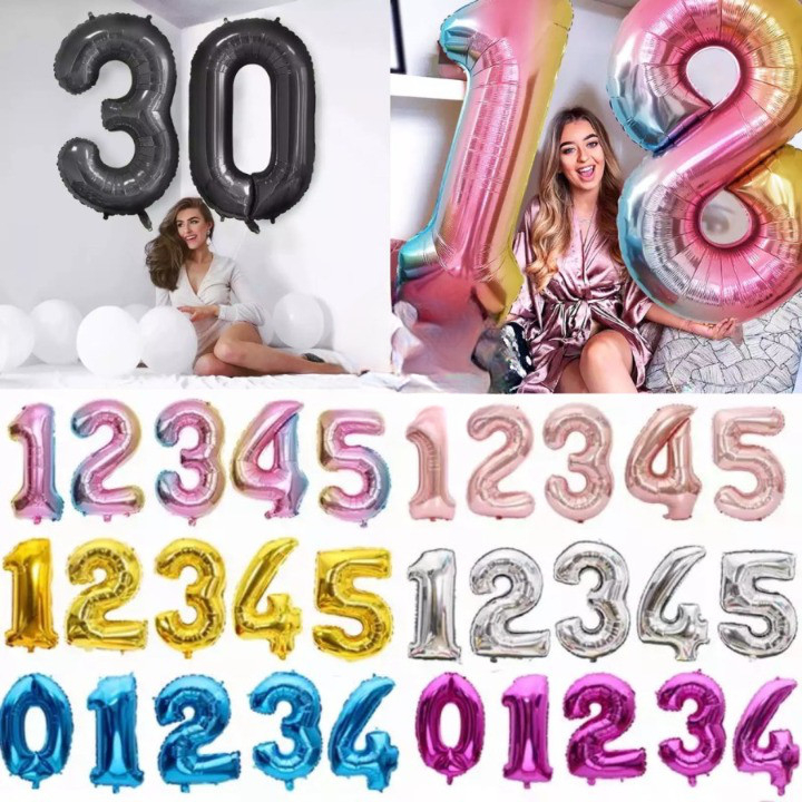 Jual [50 Pcs] Balon Foil Huruf & Angka 80 Cm / Balon Huruf / Balon ...