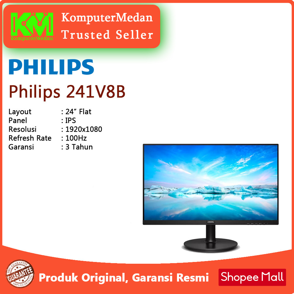 Jual LED MONITOR LED PHILIPS 241V8B (24") IPS/FHD/4ms/100Hz/HDMI/VGA ...