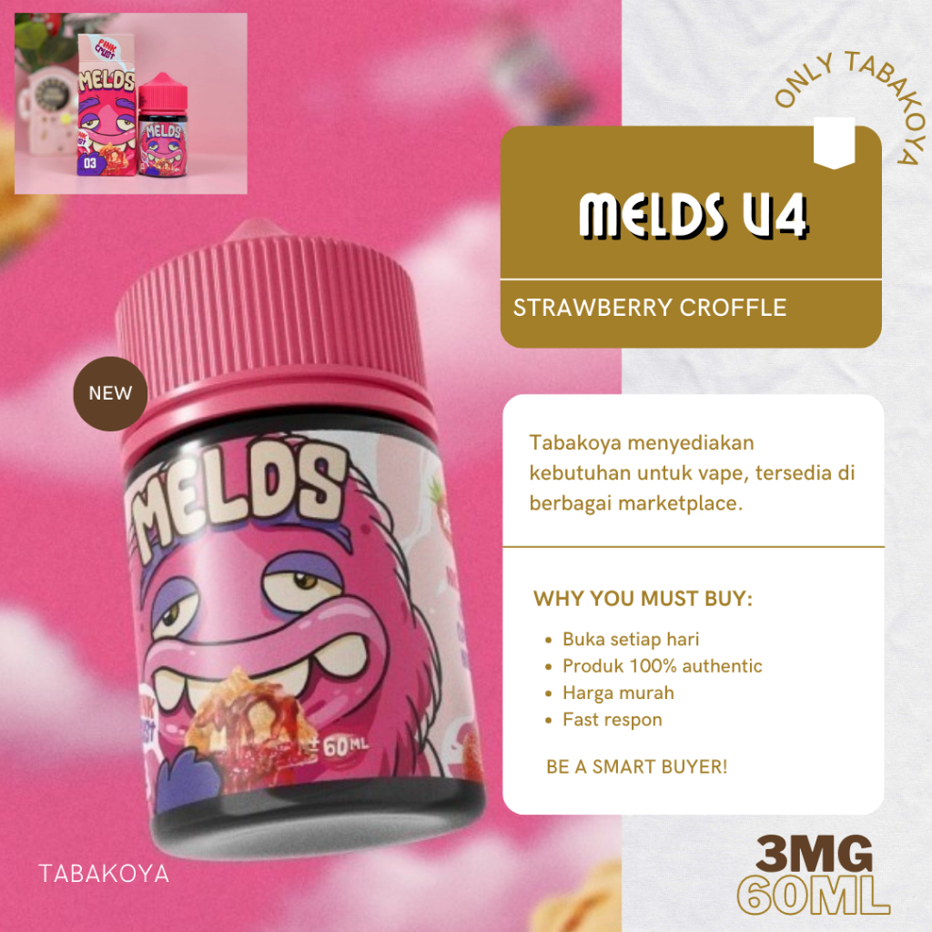 Jual MELDS V4 LIQUID 3MG 60ML PINK CRUST STRAWBERRY CROFFLE BY UNION ...