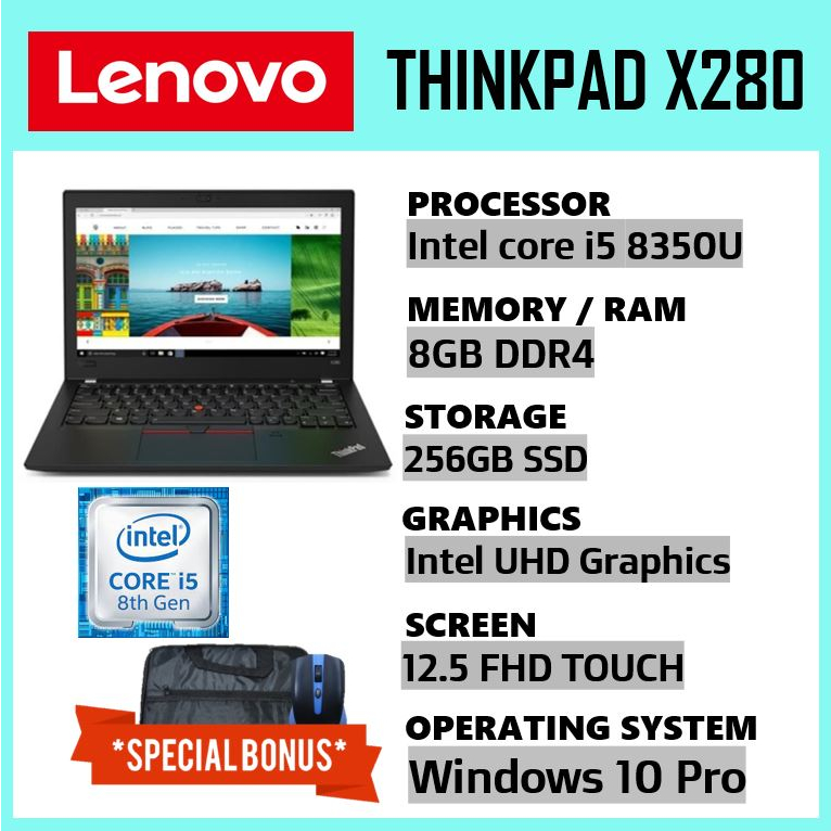 Jual laptop lenovo thinkpad x280 intel core i5 12 inch Full HD ...