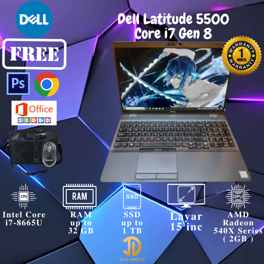 Jual Laptop Dell Latitude 5500 Core i7 Gen 8 - RAM 32GB - AMD Radeon ...