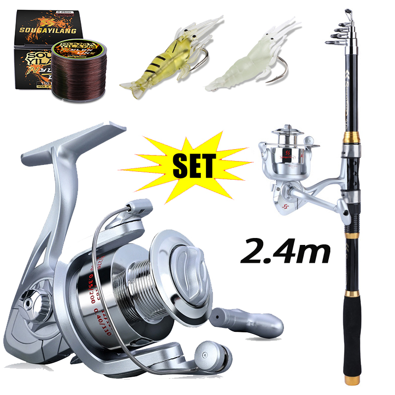Jual Sougayilang pancing set joran pancing 1.8-2.4m 5.2：1GR reel pancing Memancing laut ...